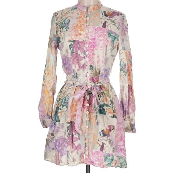 Zara | Dresses | Zara Multicolor Floral Long Sleeve Dress | Poshmark